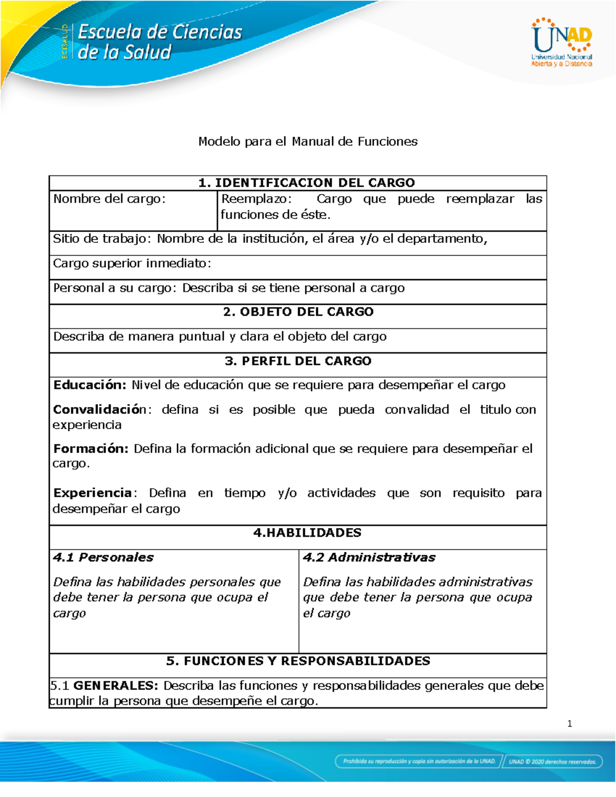 Modelo para el Manual de Funciones Anexo 2 - Tarea 3 - 1 Modelo para el ...