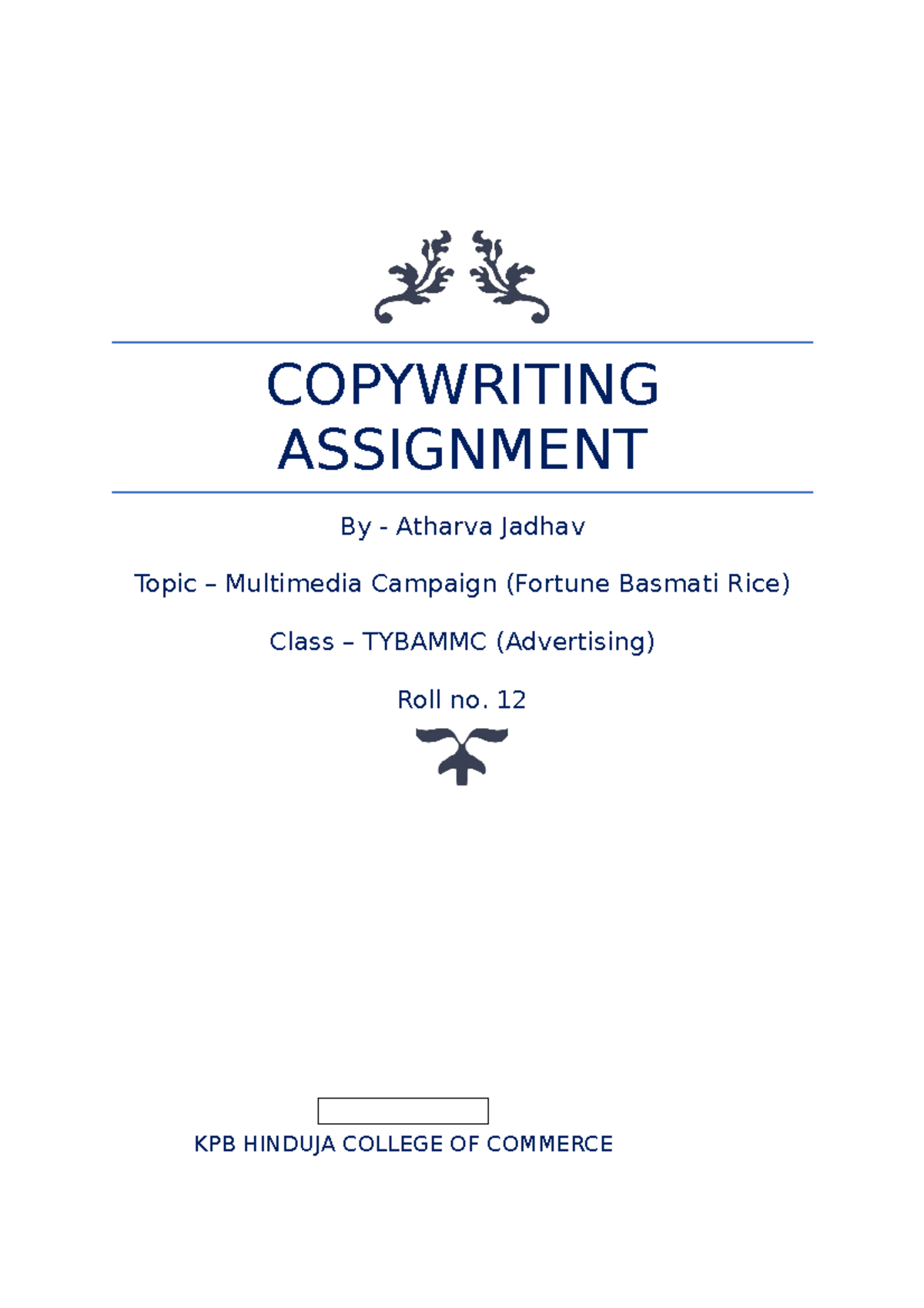 Copywriting Assignment - Atharva Jadhav - COPYWRITING ASSIGNMENT By ...