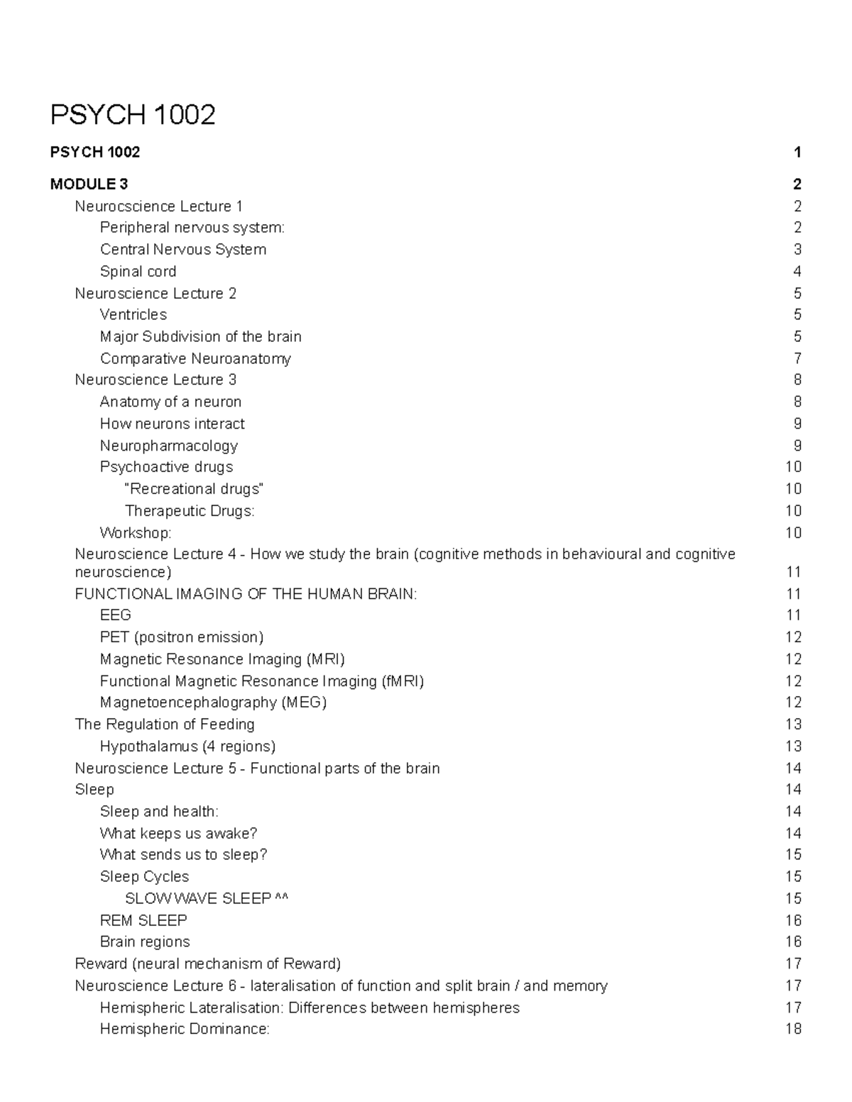 Psych 1002 Neuro - notes - Neuroscience Lecture 4 - How we study the ...