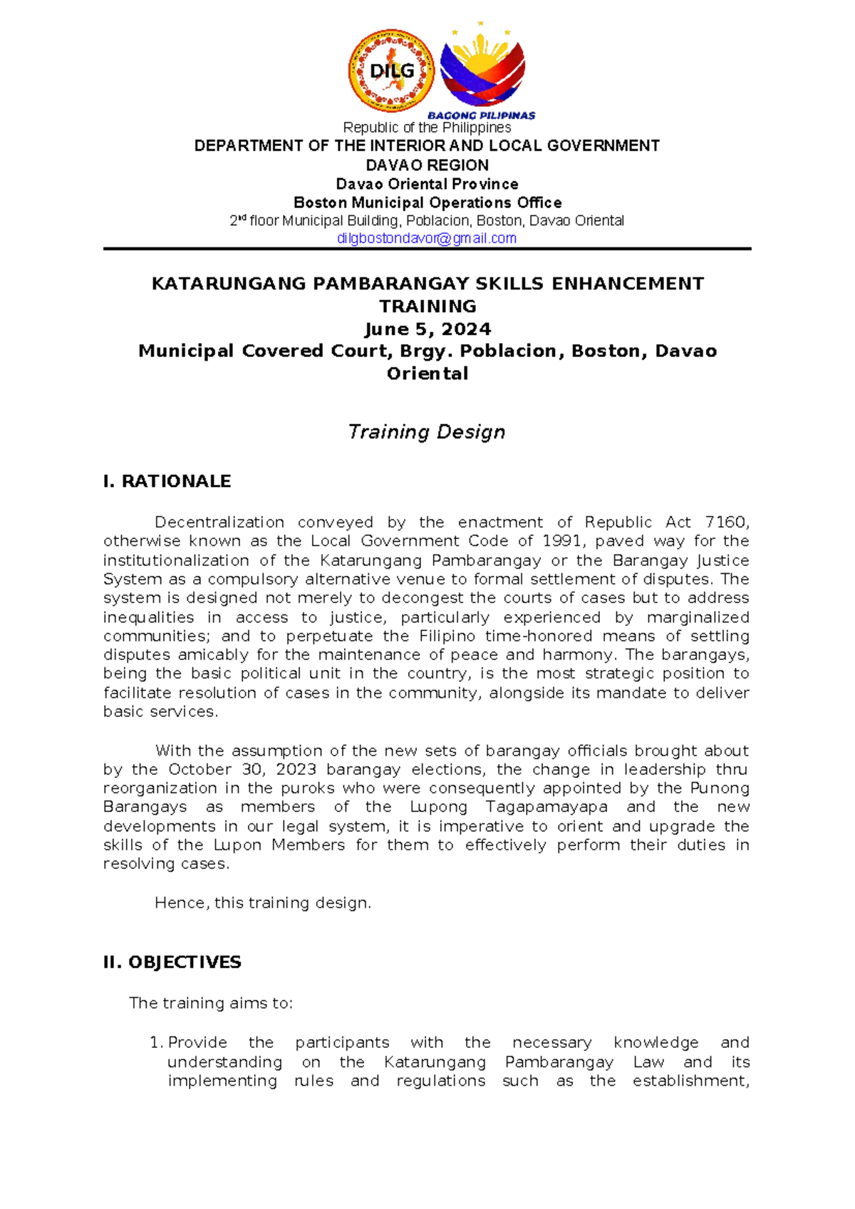 AD - Katarungang Pambarangay - Republic of the Philippines DEPARTMENT ...