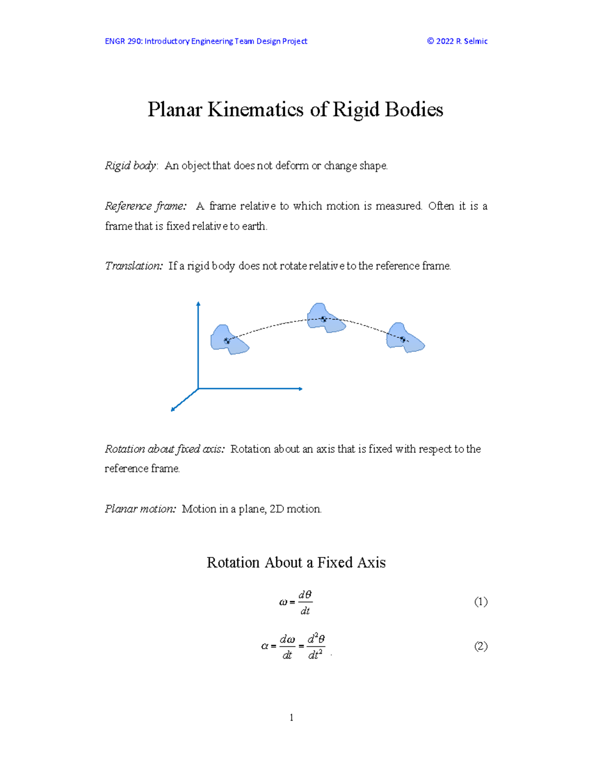 Planar Kinematics of Rigid Bodies (Lecture 7) - Planar Kinematics of ...