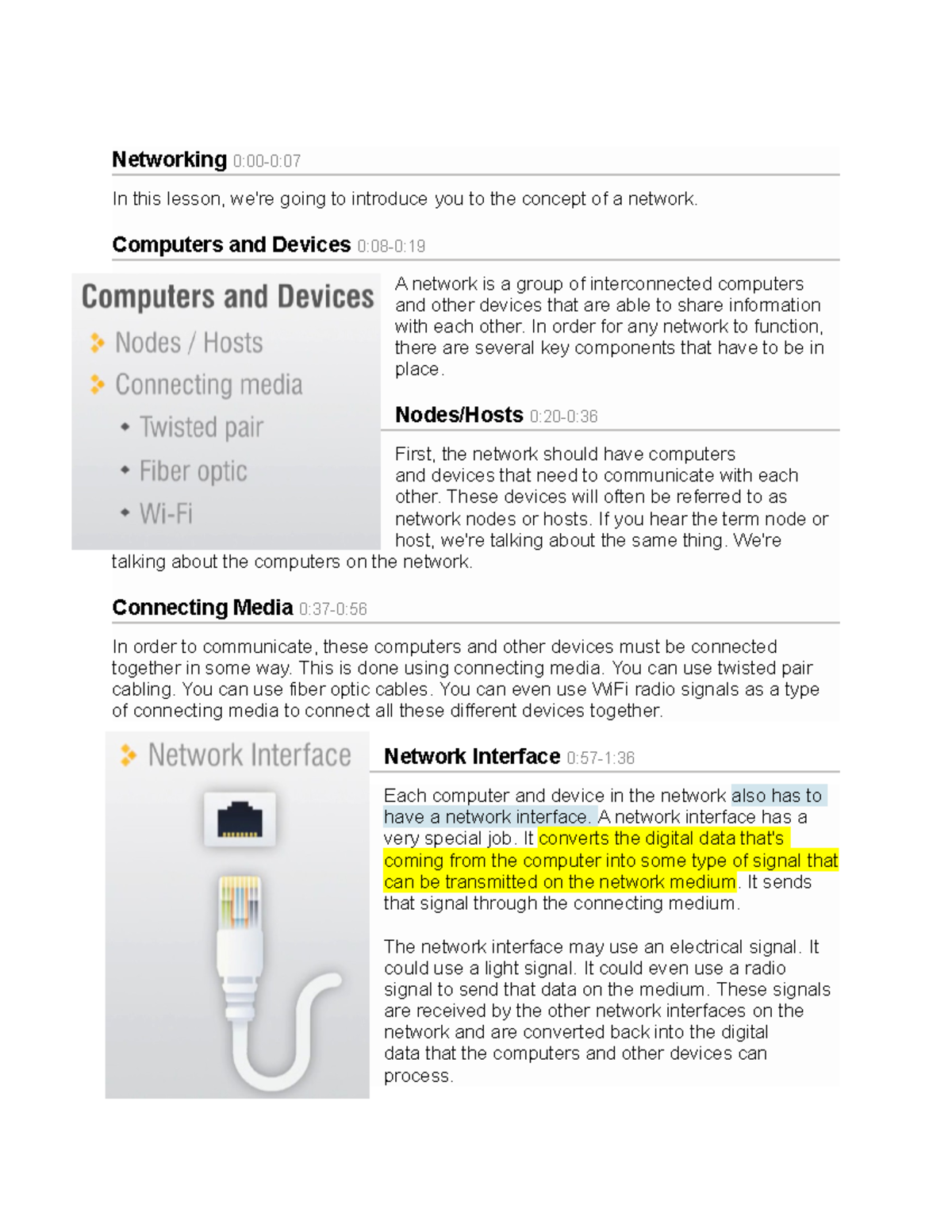 Chapter 6 Network Intro to tech - Networking 0:00-0: In this lesson, we ...