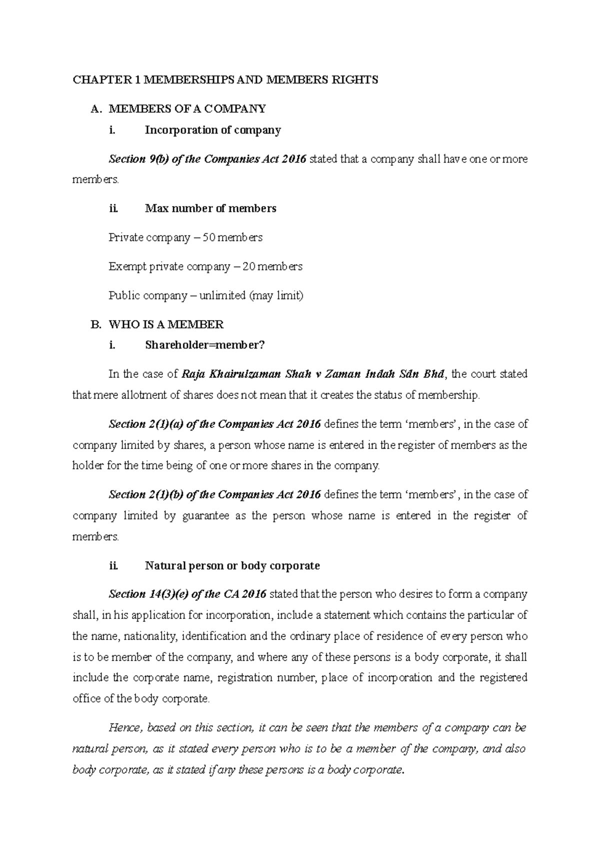 Chapter 1 Memberships AND Members Rights - CHAPTER 1 MEMBERSHIPS AND ...