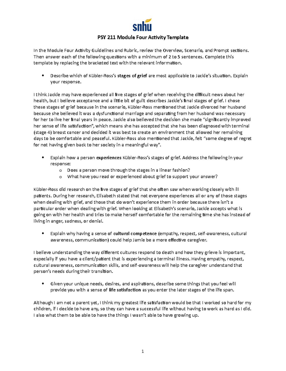 Module Four Activity Template - PSY211 - SNHU - Studocu