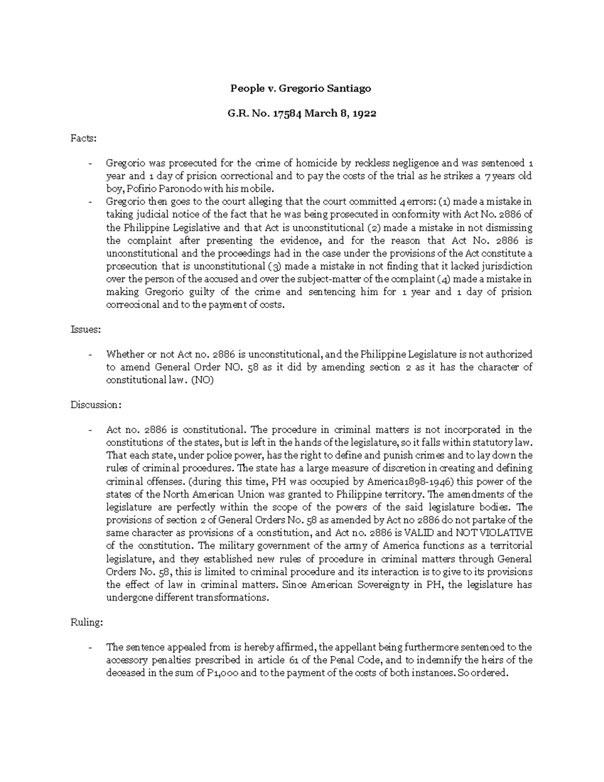 People v. santiago - Case Digest from Criminal Law 1 - People v ...