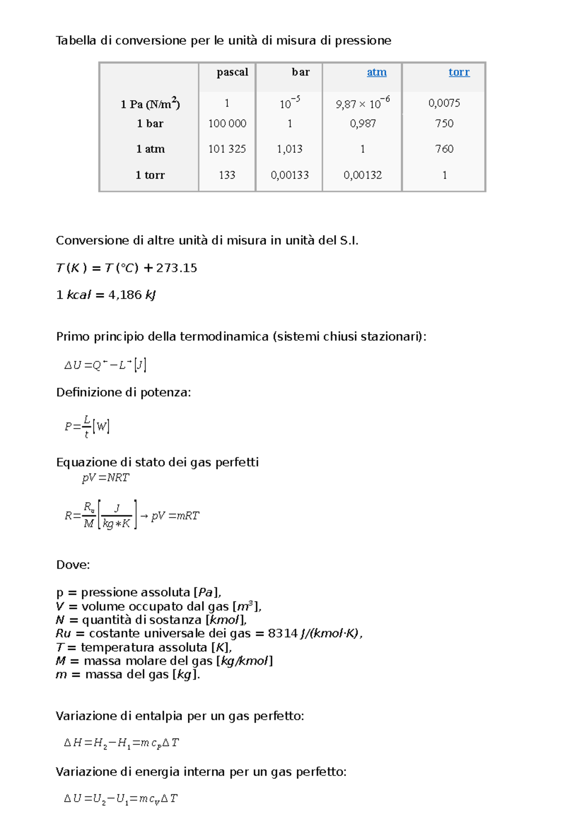 Fisica Tecnica Formule Tabella Di Conversione Per Le Unit Di Misura Fisica Tecnica Formule Tabella Di Conversione Per Le Unit Di Misura