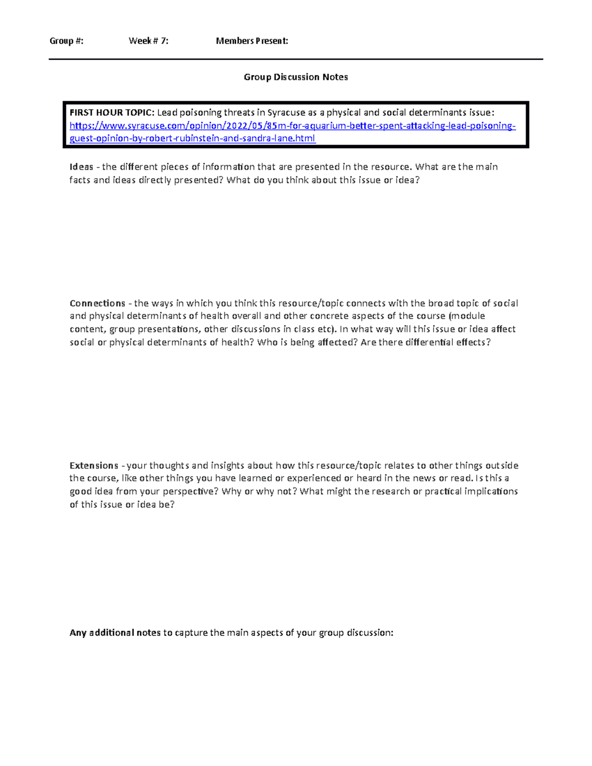 Group Discussion Note Template - Week 7 - Group #: Week # 7 : Members ...