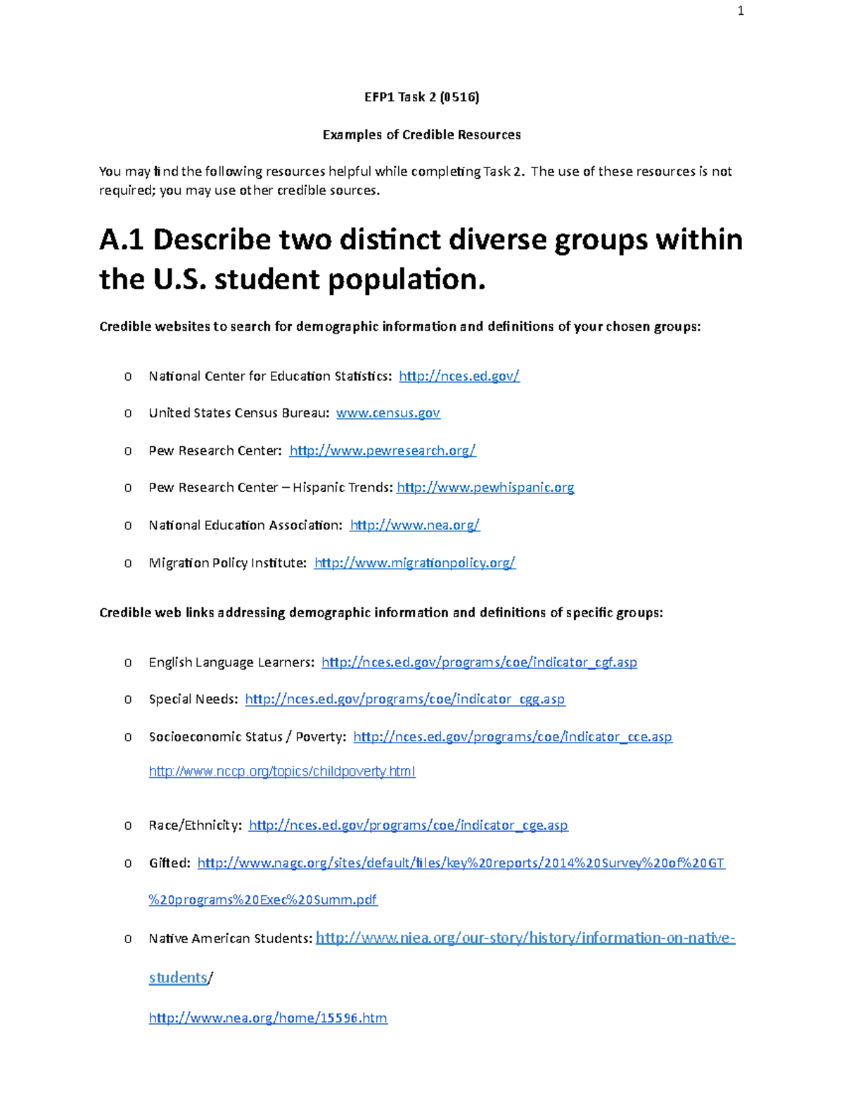 EFP1Task20516 Resources - EFP1 Task 2 (0516) Examples of Credible ...
