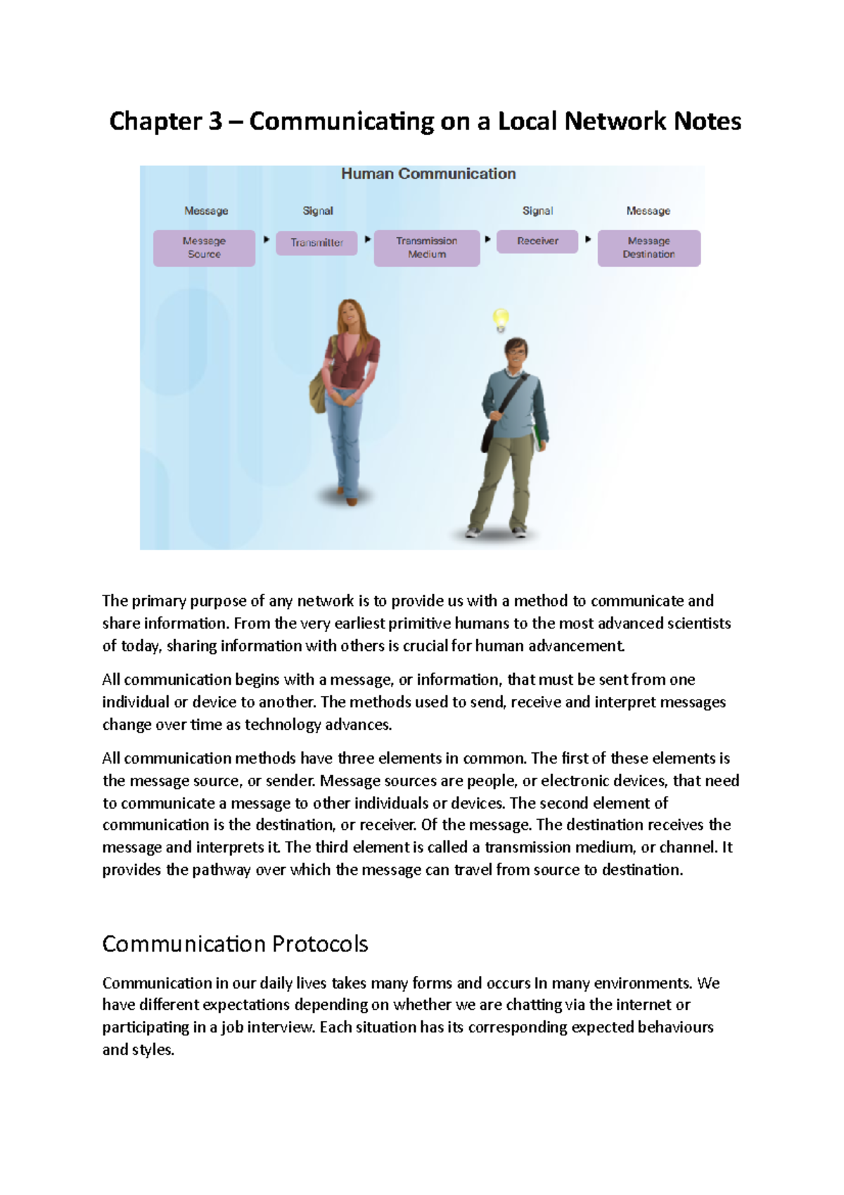 Chapter 3 - Network Essentials 1.0 - communicating on a local network ...
