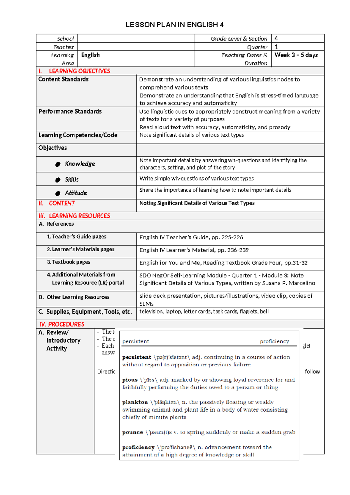 English 4 Q1 DLP Week3 Noting-Significant-Details-of-Various-text-Types ...