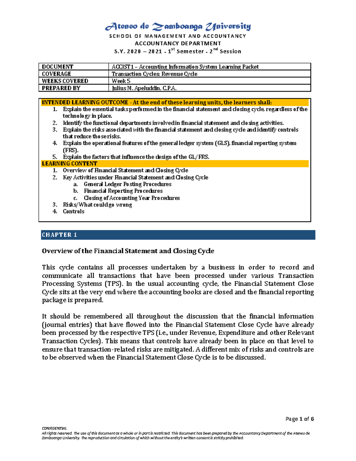 Learning Packet Accist 1 W5 - S C H O O L O F M A N A G E M E N T A N D ...
