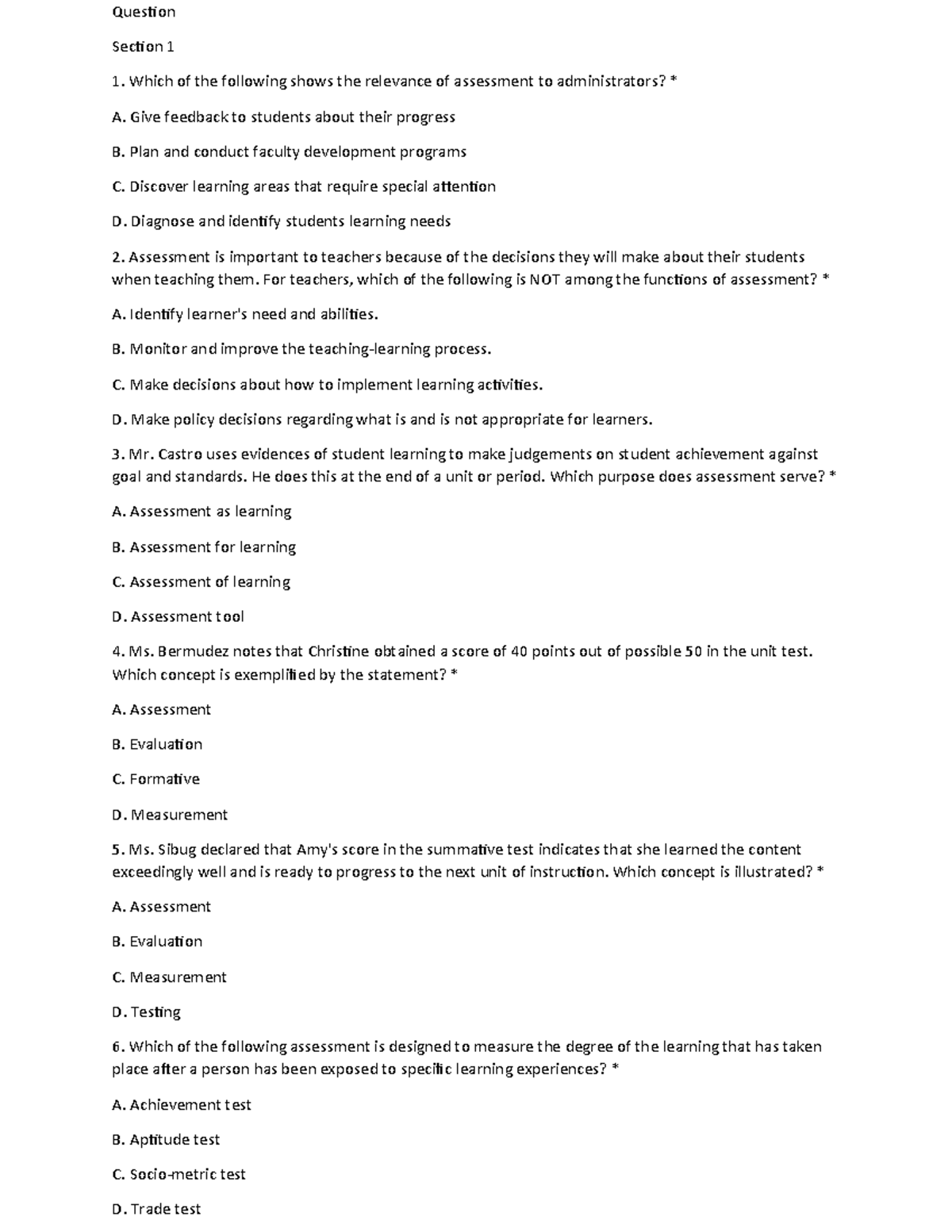 Ilide - Question Section 1 Which of the following shows the relevance ...