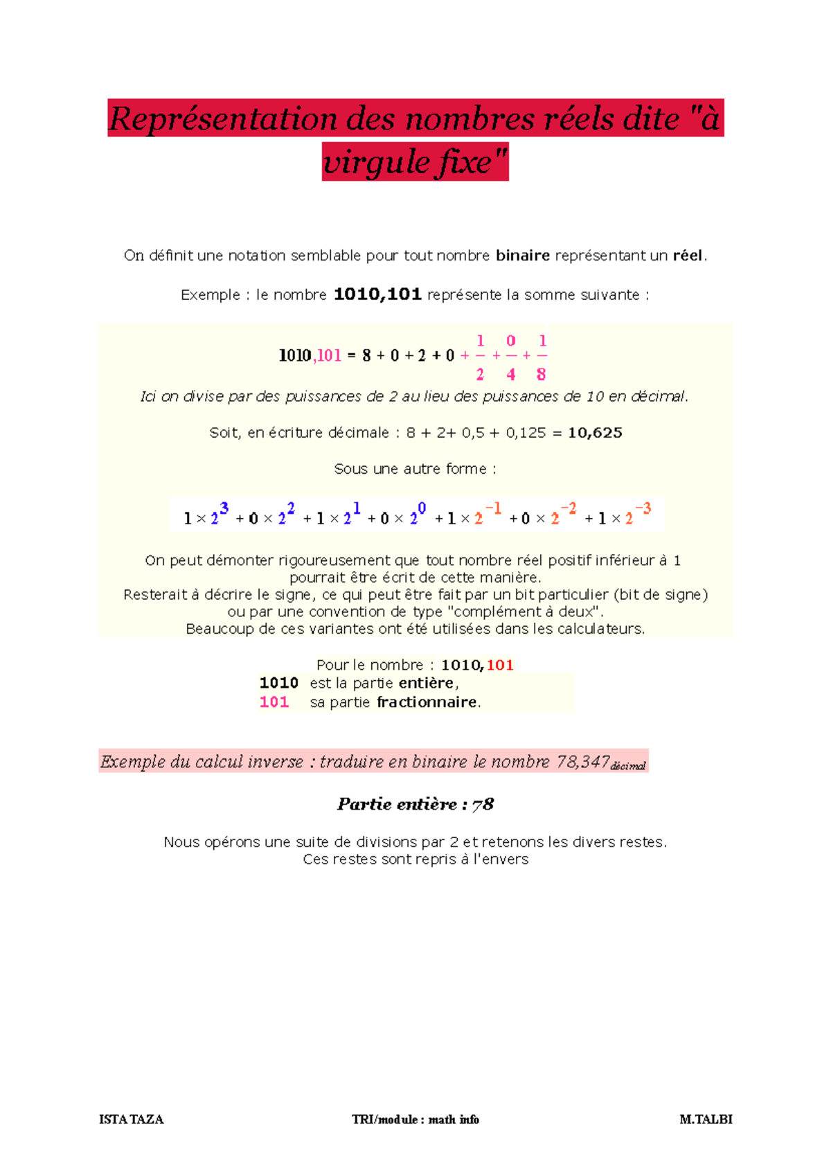 Représentation des nombres réels - Représentation des nombres réels ...