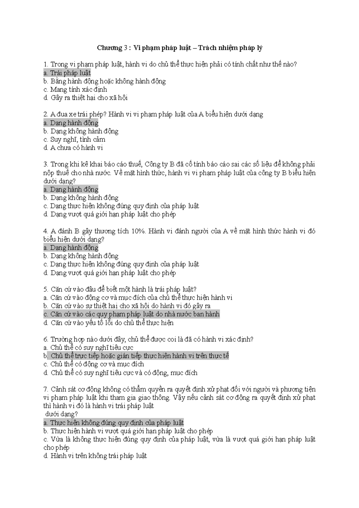 CHƯƠNG 3 MỚI 40 CÂU - kjqjsbnqdiu - Chương 3 : Vi phạm pháp luật ...