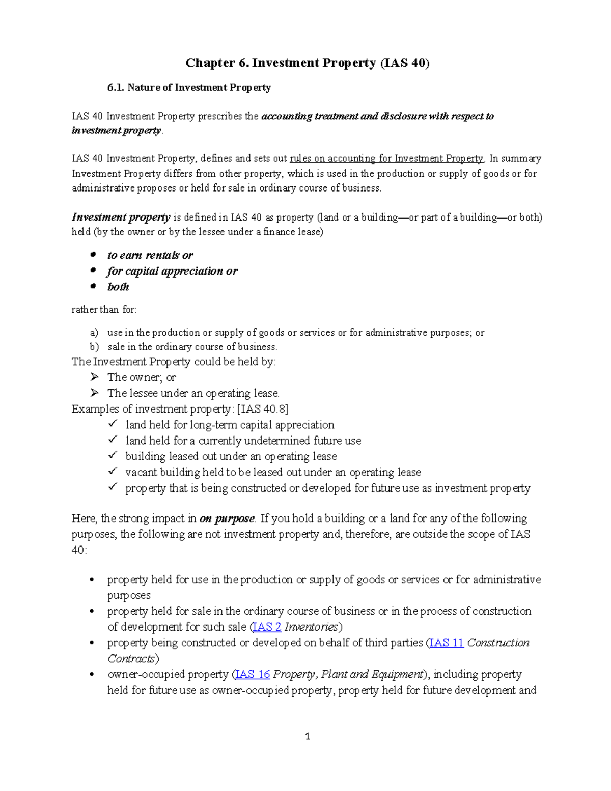 Investment Property Module - Chapter 6. Investment Property (IAS 40) 6 ...