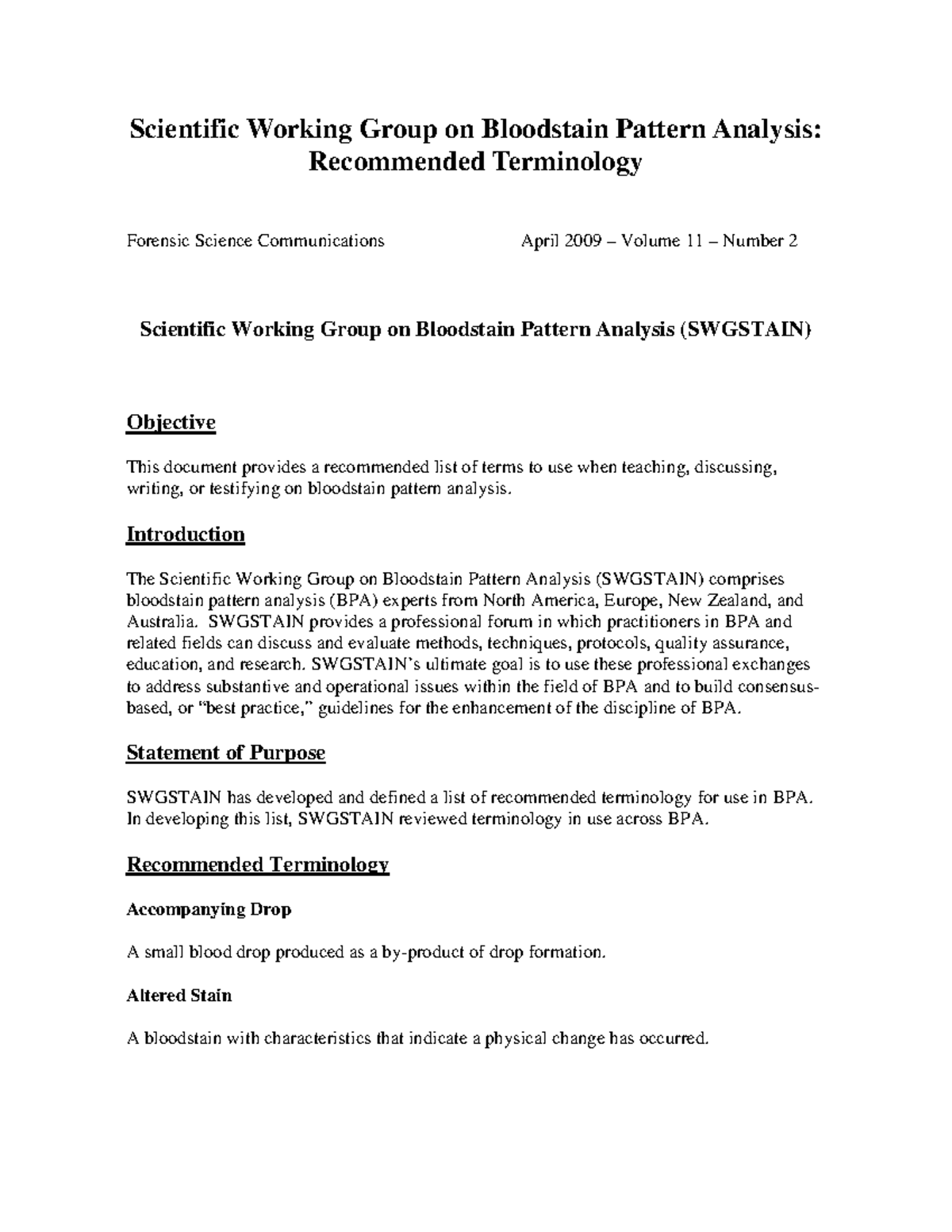 Swgstain Terminology - an easy guide - Scientific Working Group on ...