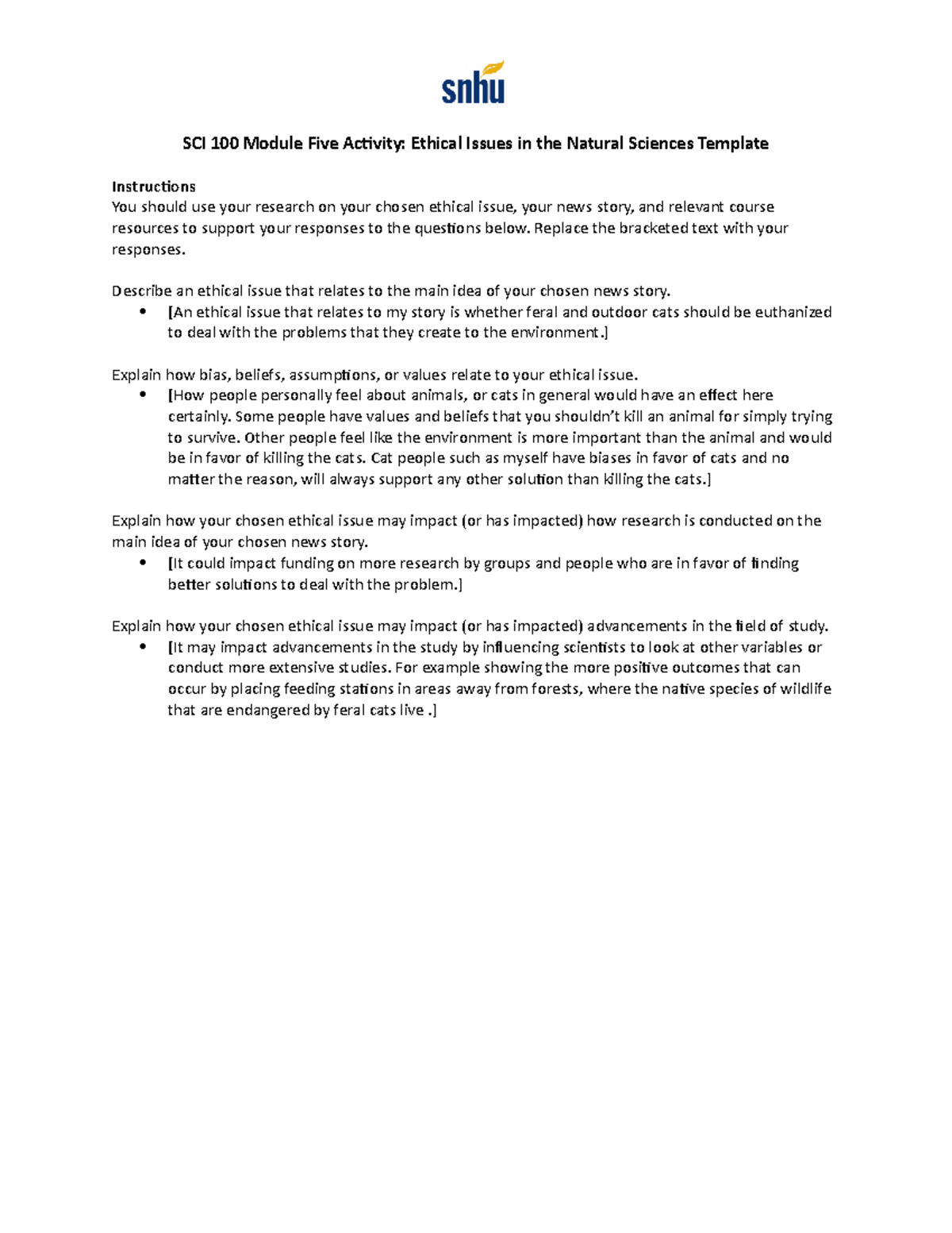 SCI 100 Module Five Activity Template - SCI 100 Module Five Activity ...