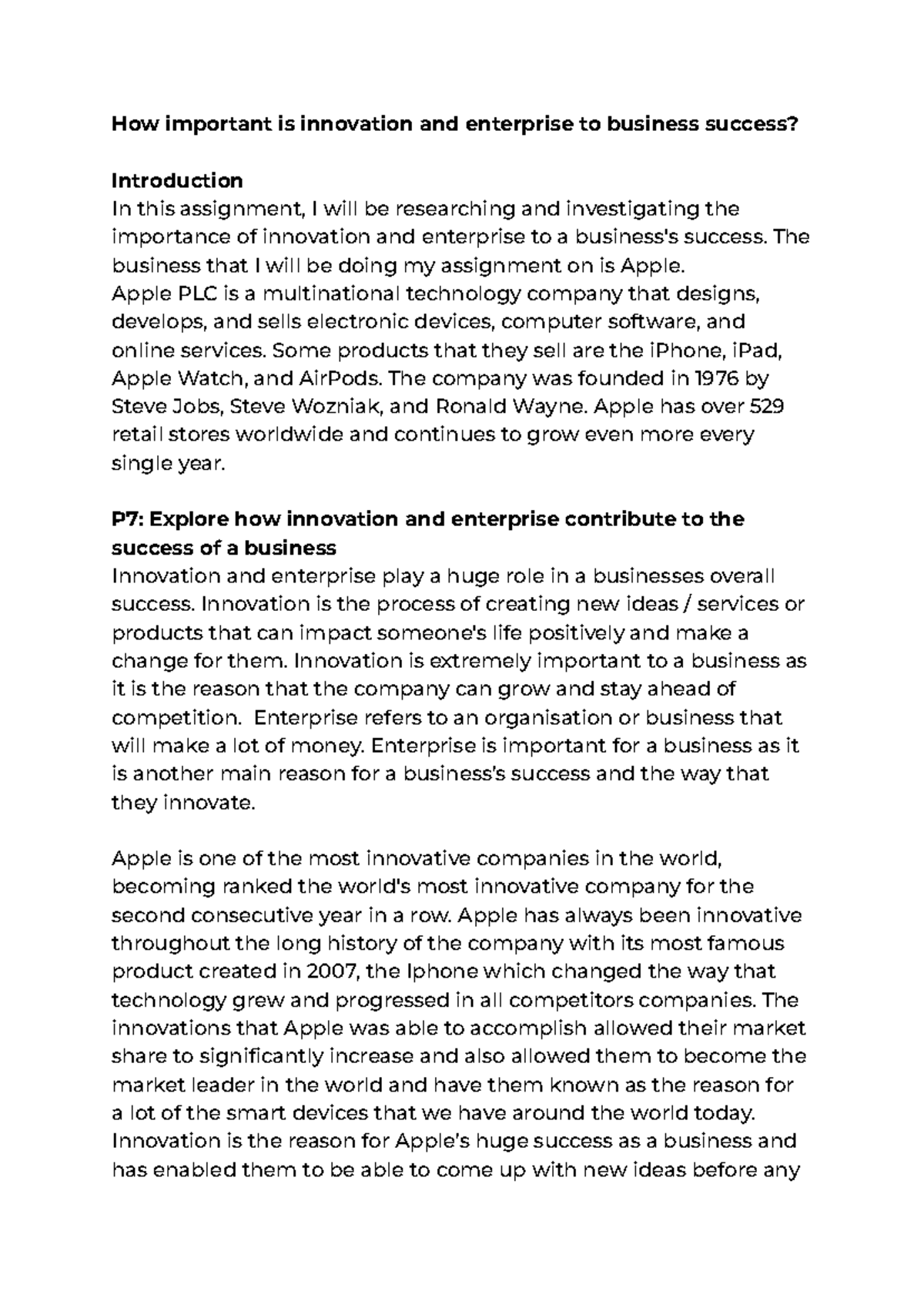 bussiness unit 3 - How important is innovation and enterprise to ...