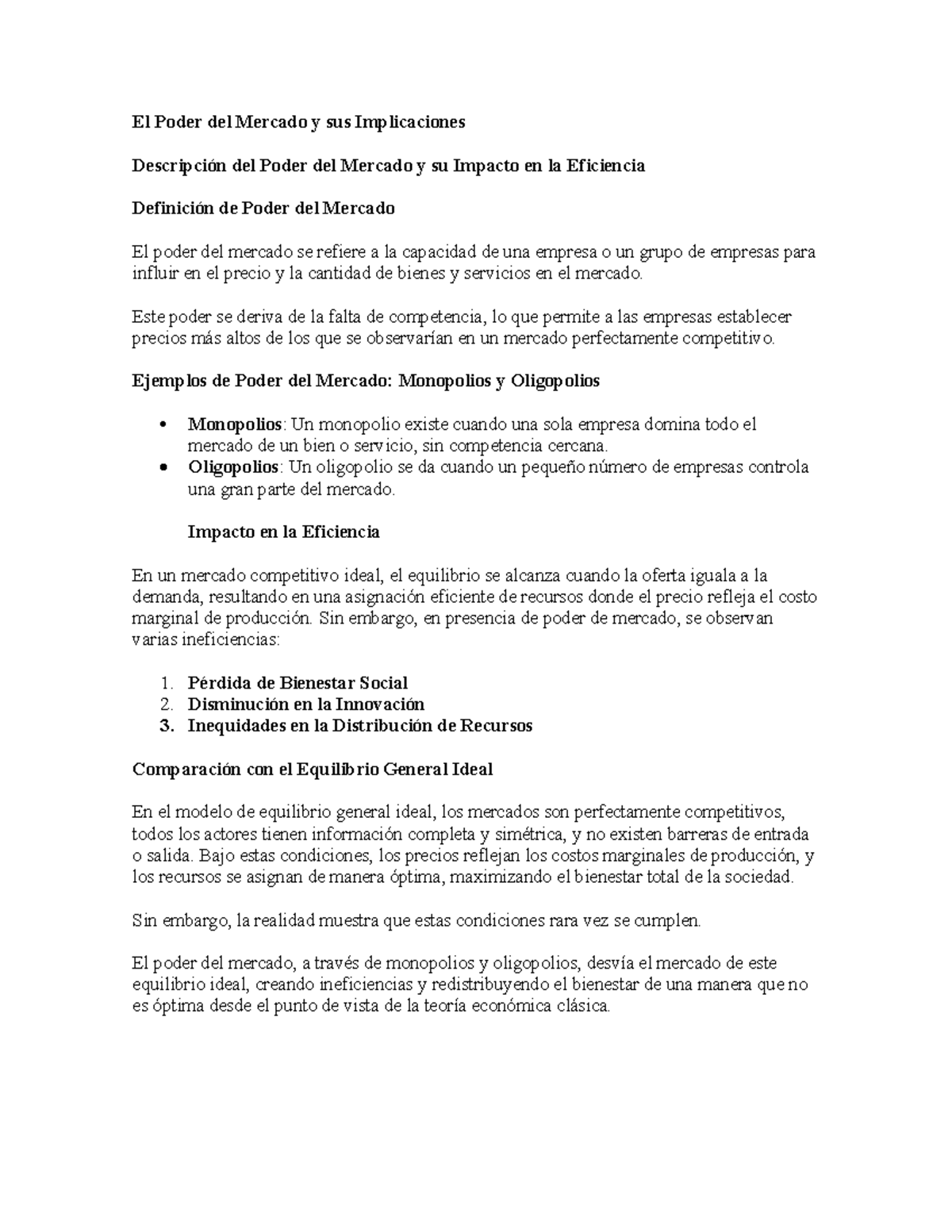 El Poder del Mercado y sus Implicaciones - El Poder del Mercado y sus ...