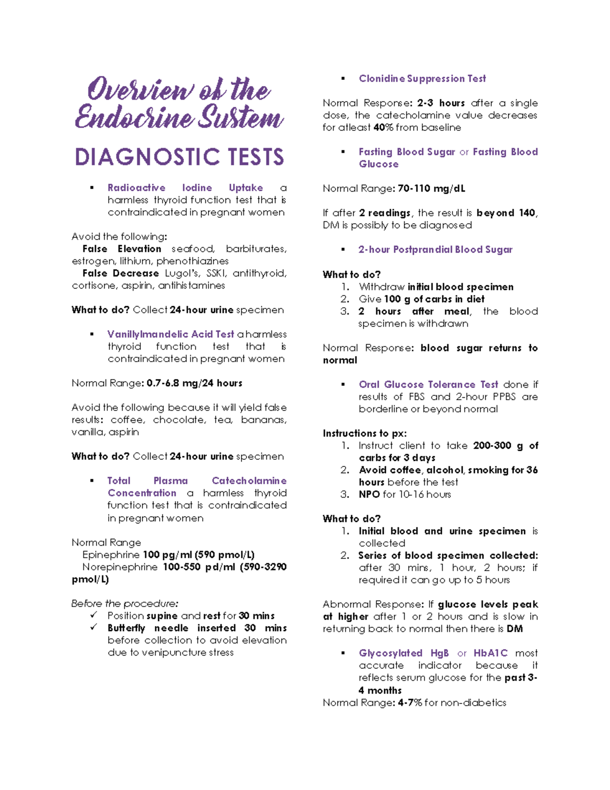 Endocrine Notes by Udan - DIAGNOSTIC TESTS Radioactive Iodine Uptake a ...