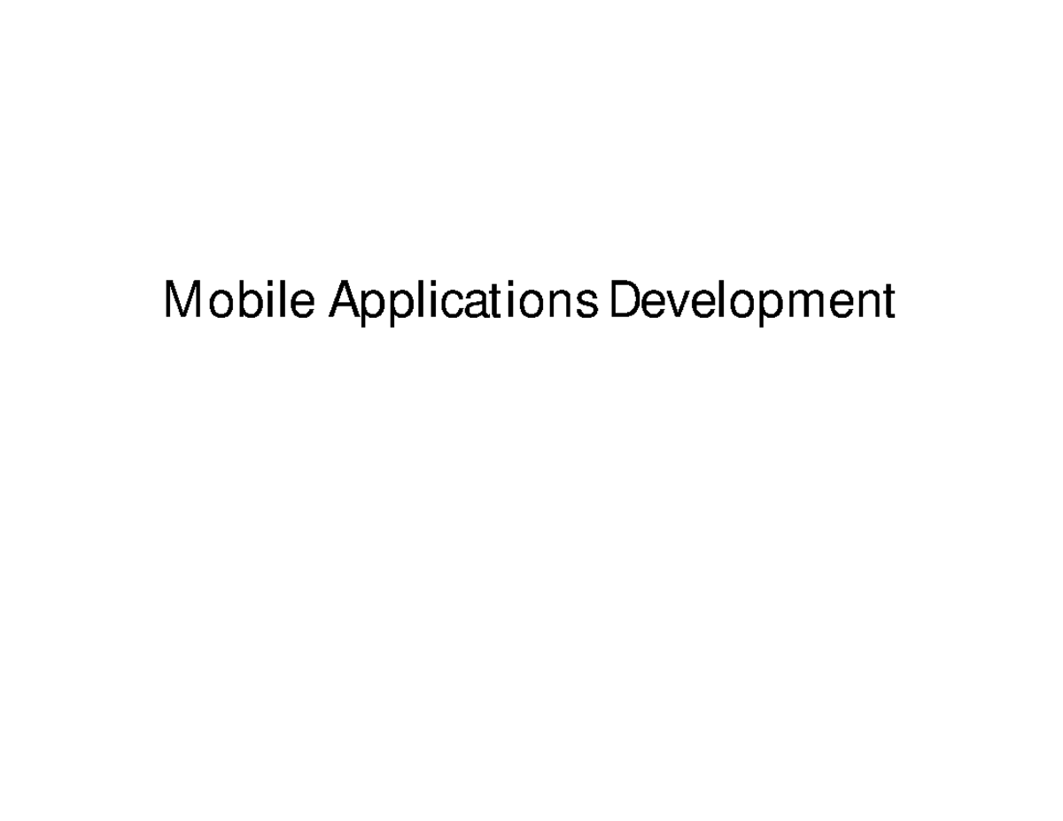 Android Development Module - Mobile A pplications Development ...