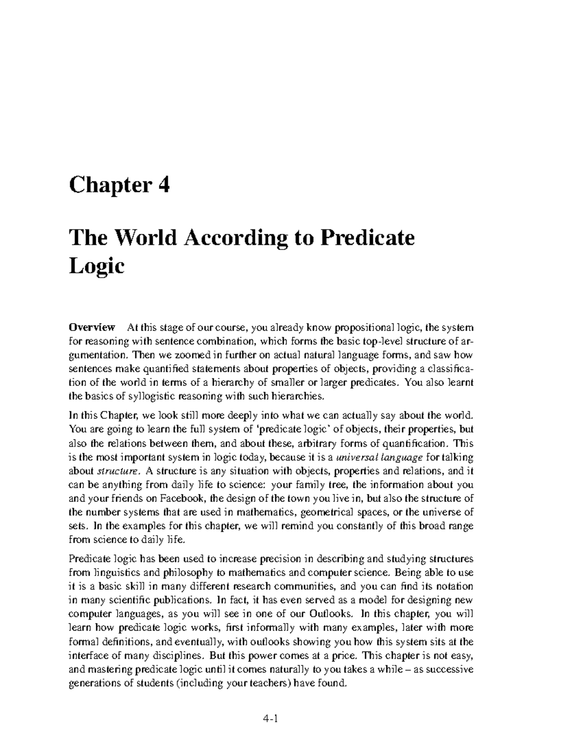 Ch4 - Chapter of the book logic in action - Chapter 4 The World ...