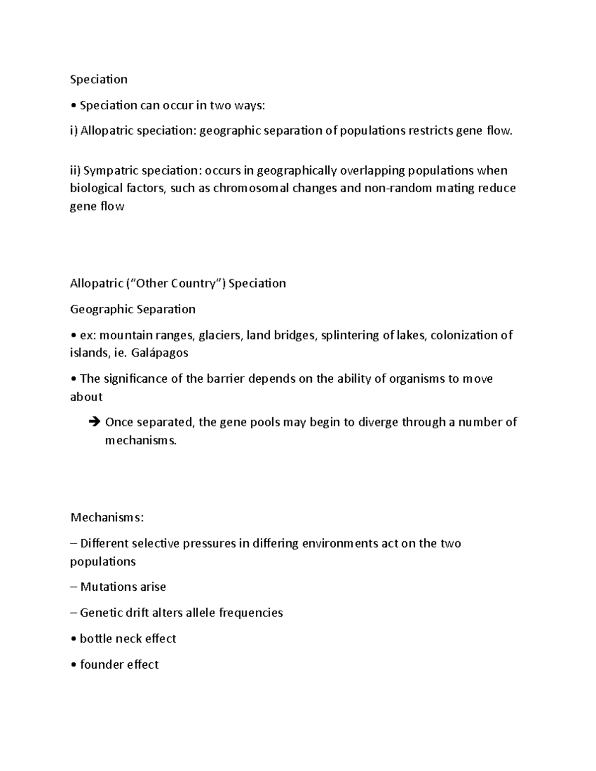 74 - Speciation - Speciation Speciation can occur in two ways: i ...