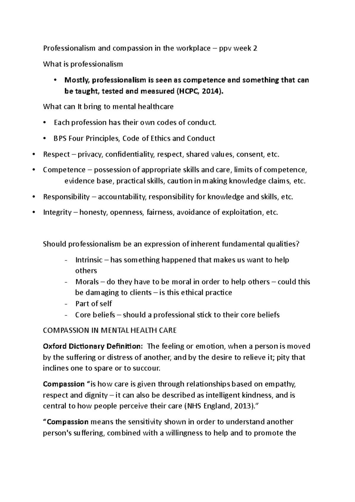 Professionalism and compassion in the workplace week 2 - What can It ...