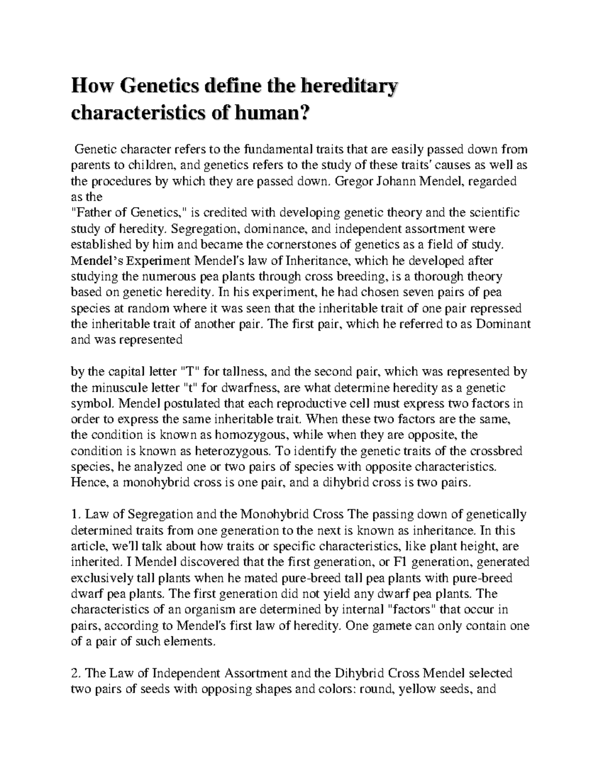 How Genetics define the hereditary characteristics of human - How ...