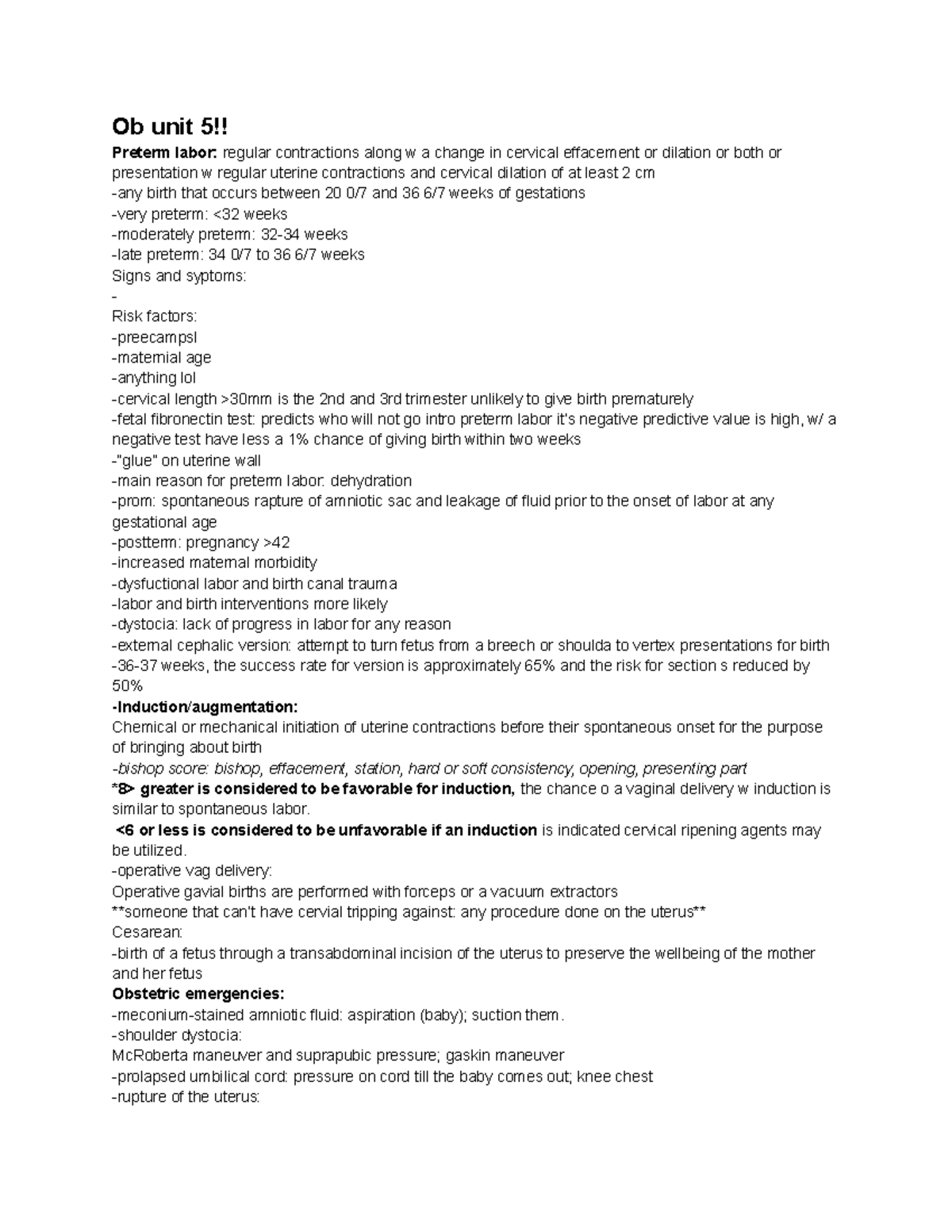 Ob unit 5-Preterm labor - Ob unit 5!! Preterm labor: regular ...