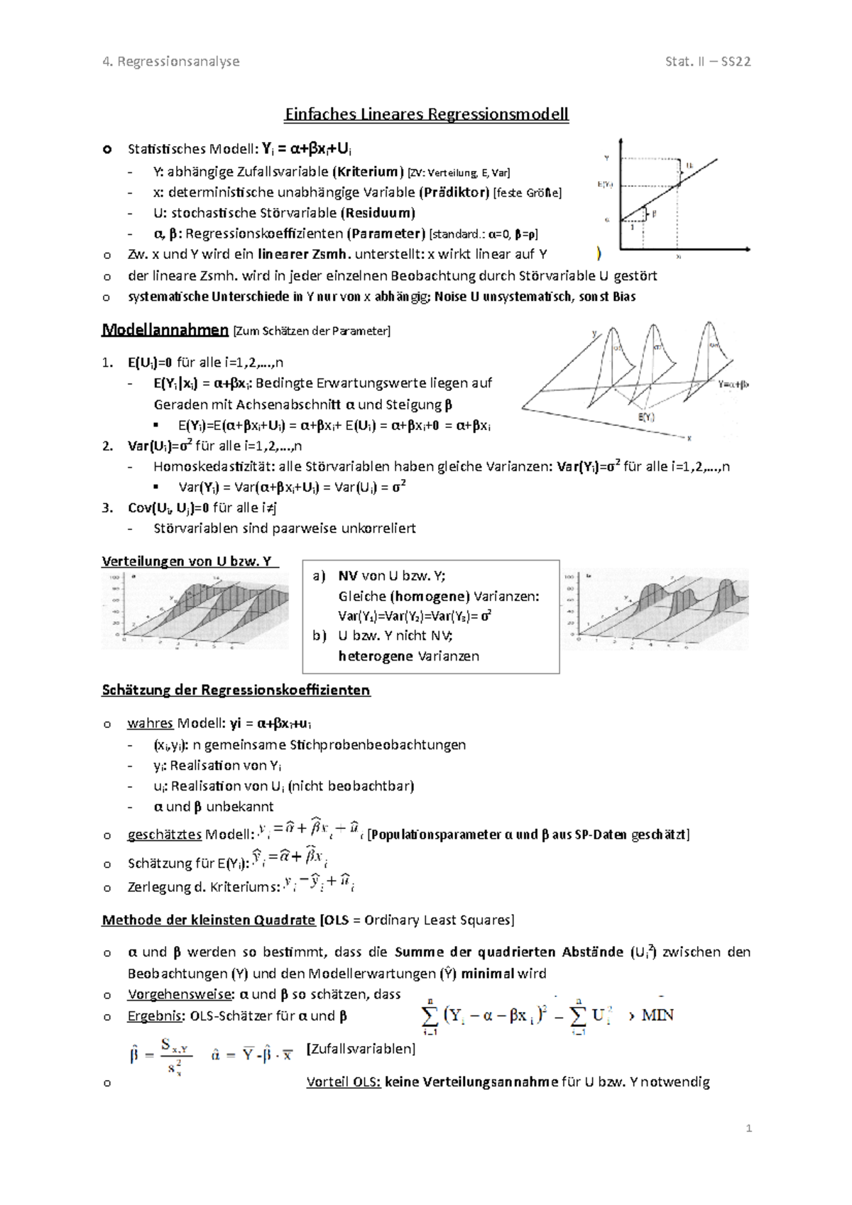 7 Regression - Statistik - Einfaches Lineares Regressionsmodell o ...