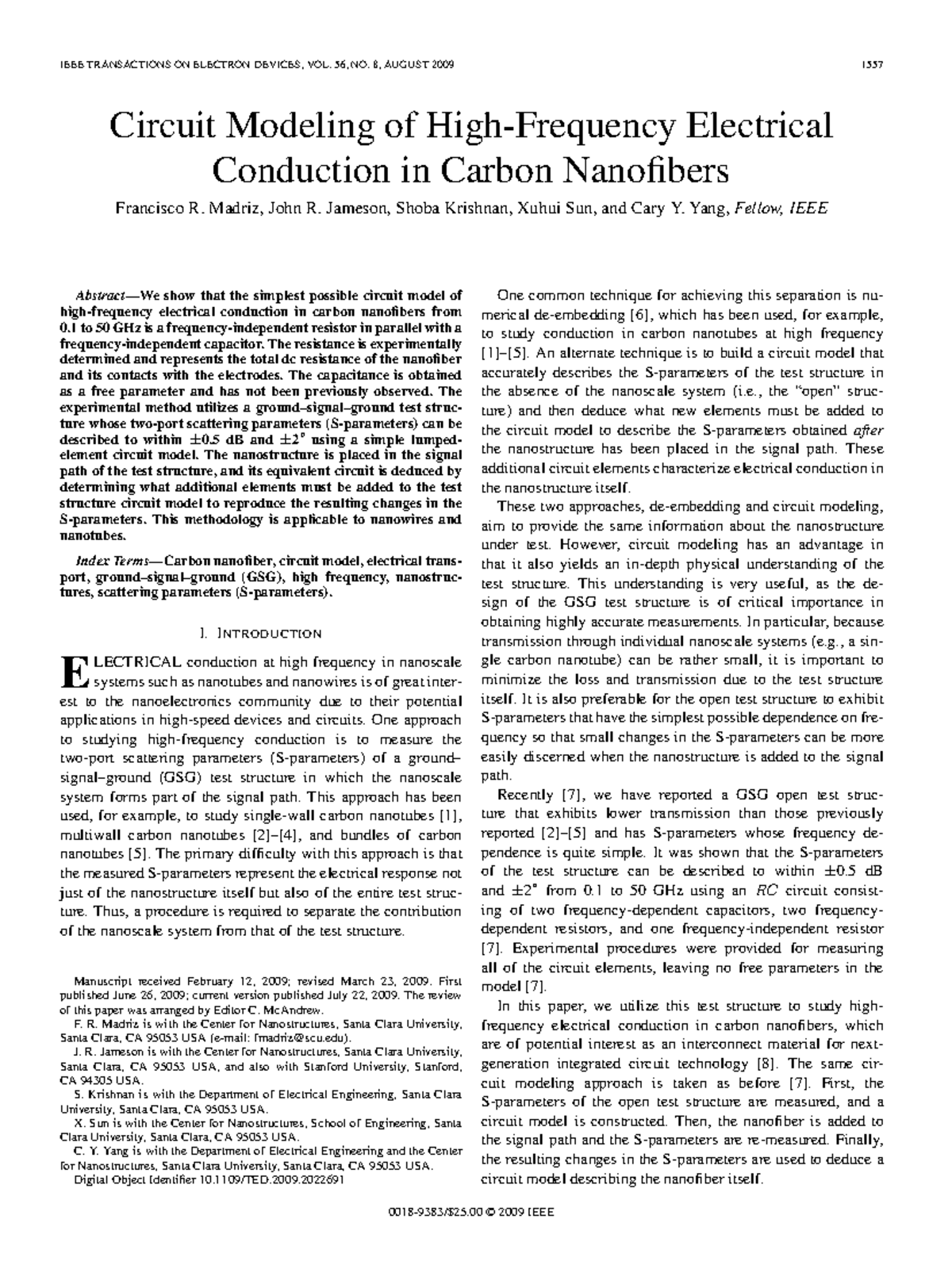 Circuit Modeling of High-Frequency Electrical Conduction in Carbon ...