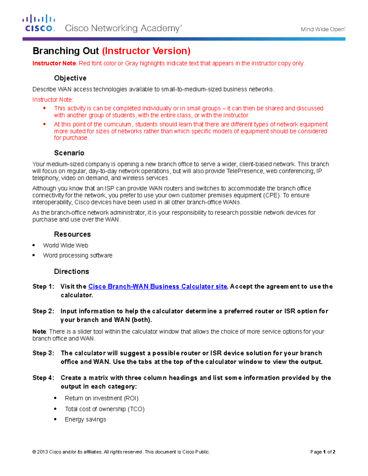 2.0.1.2 Branching Out Instructions - IG - Branching Out (Instructor ...