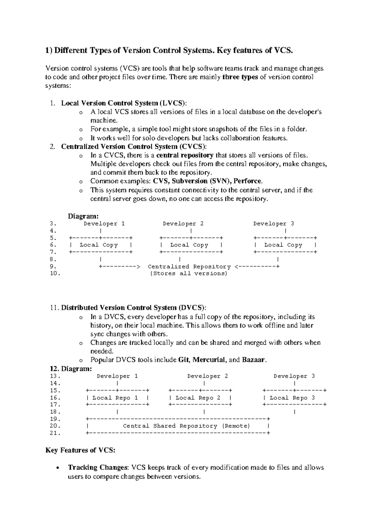 Git Hub Notes For Git Hub 1 Different Types Of Version Control