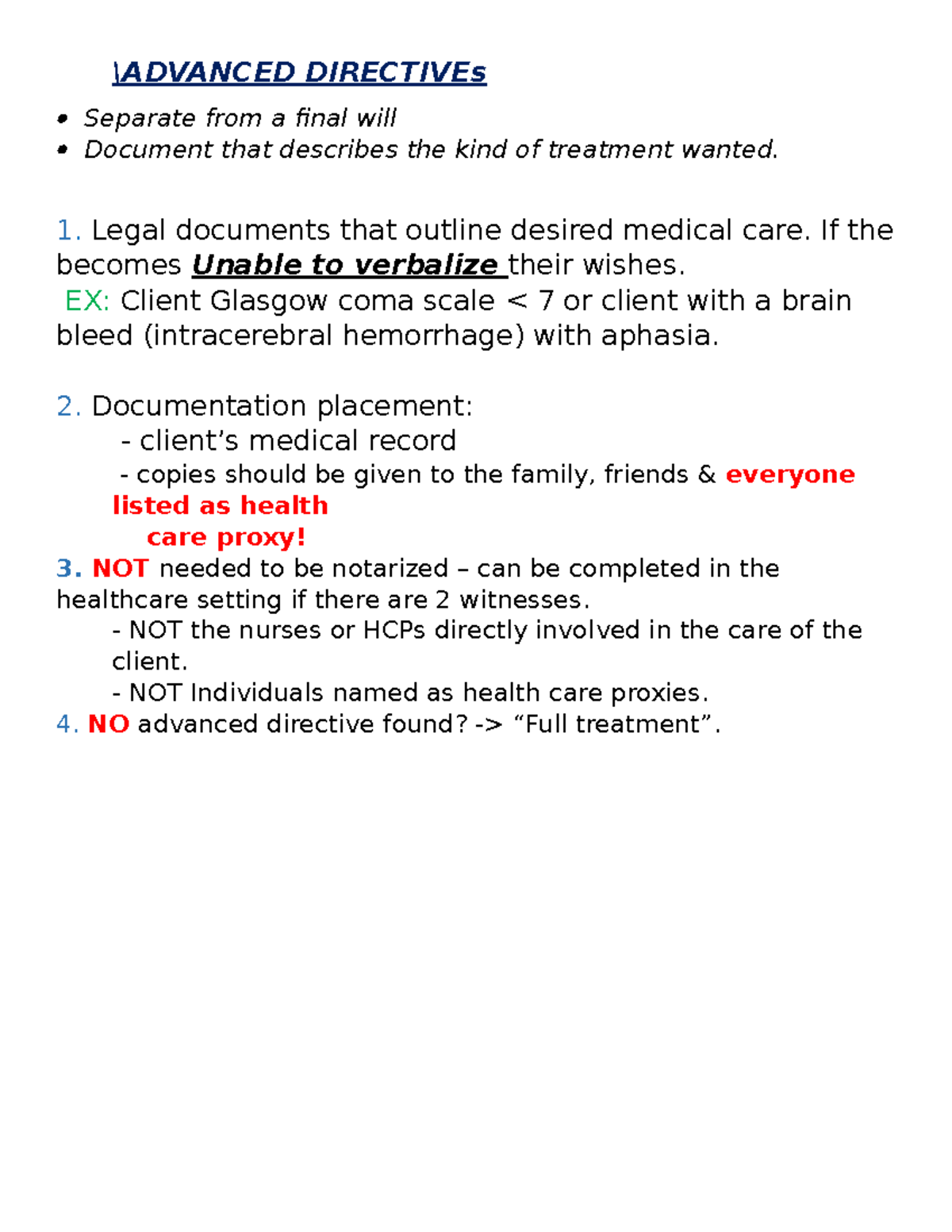 Advanced directive - NONE - \ADVANCED DIRECTIVEs Separate from a final ...