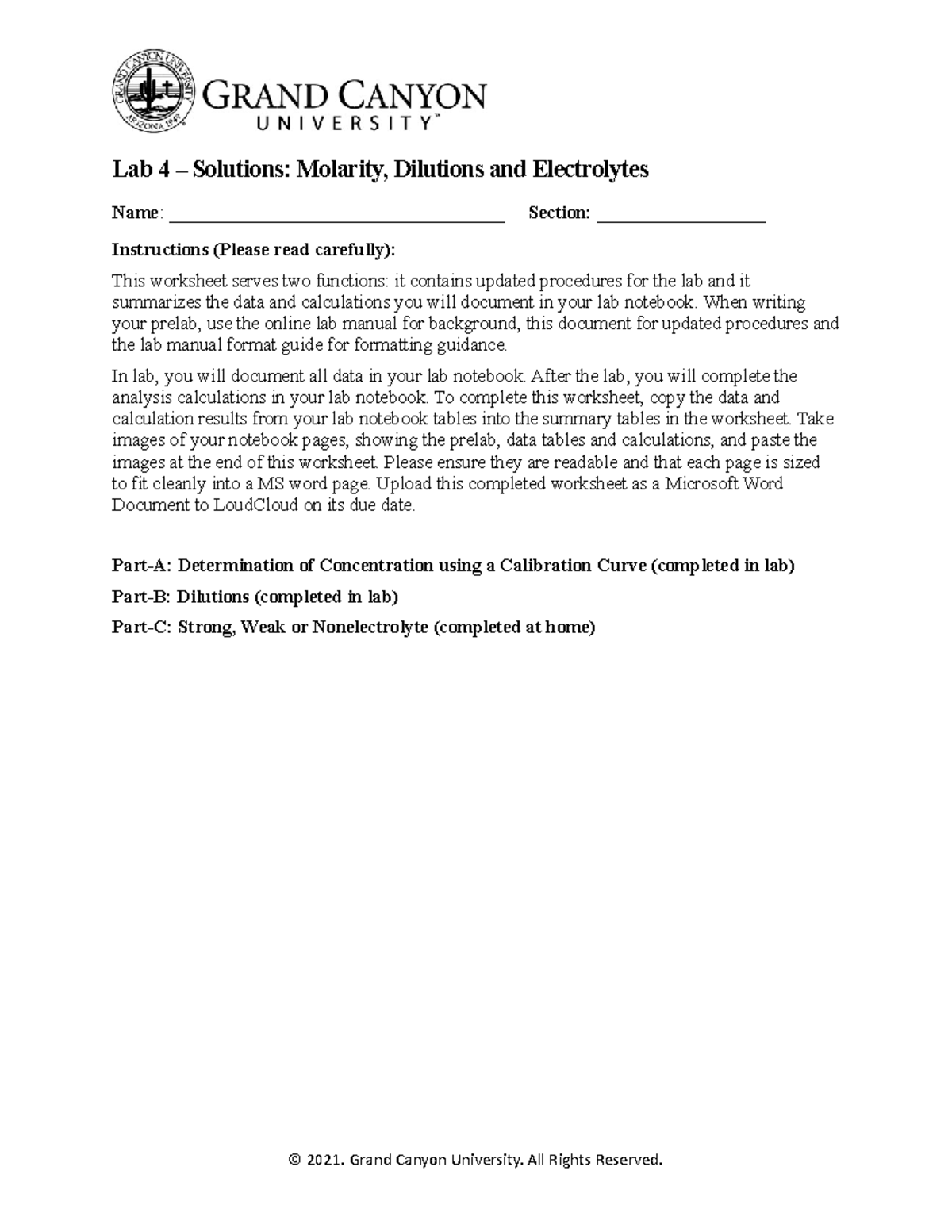 CHM-113L lab4Solutions Lab - Lab 4 – Solutions: Molarity, Dilutions and ...