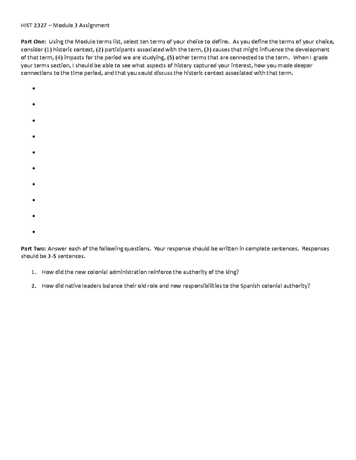 2327 Module 3 Assign - note - HIST 2327 – Module 3 Assignment Part One ...