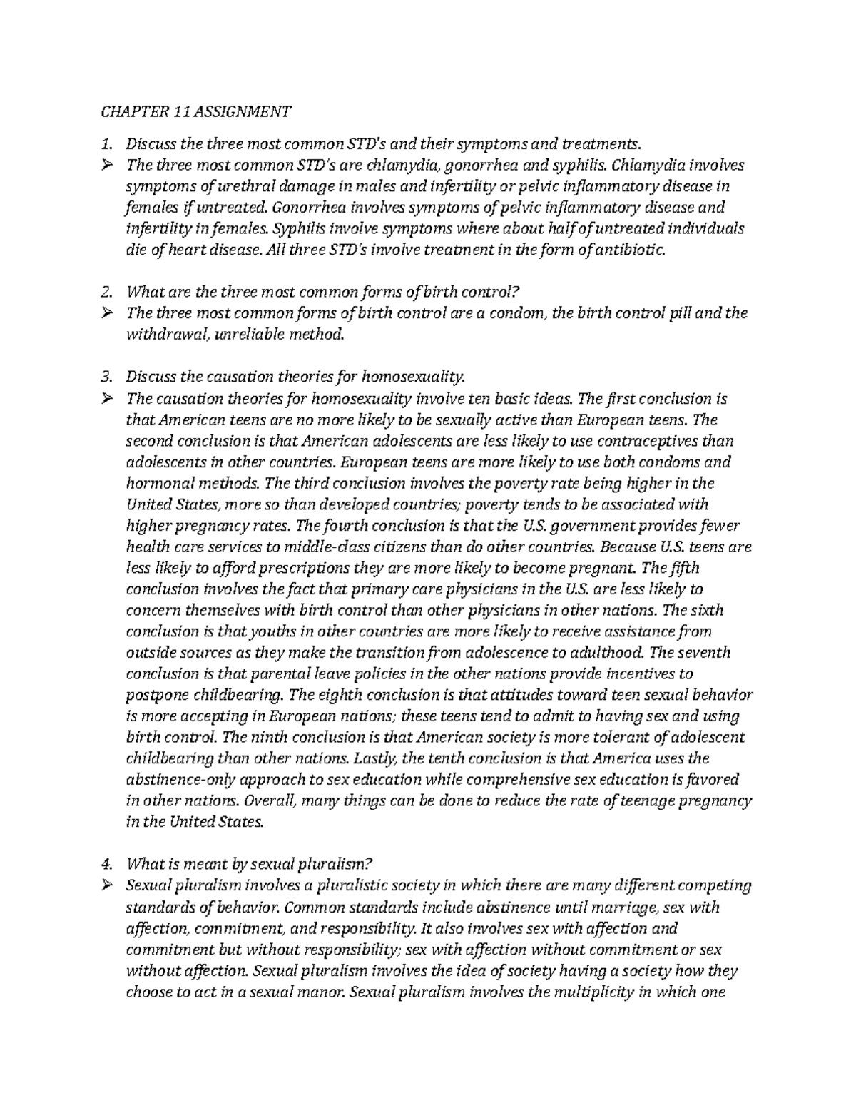 Assignment 11 - Professor Gannon - CHAPTER 11 ASSIGNMENT Discuss the ...