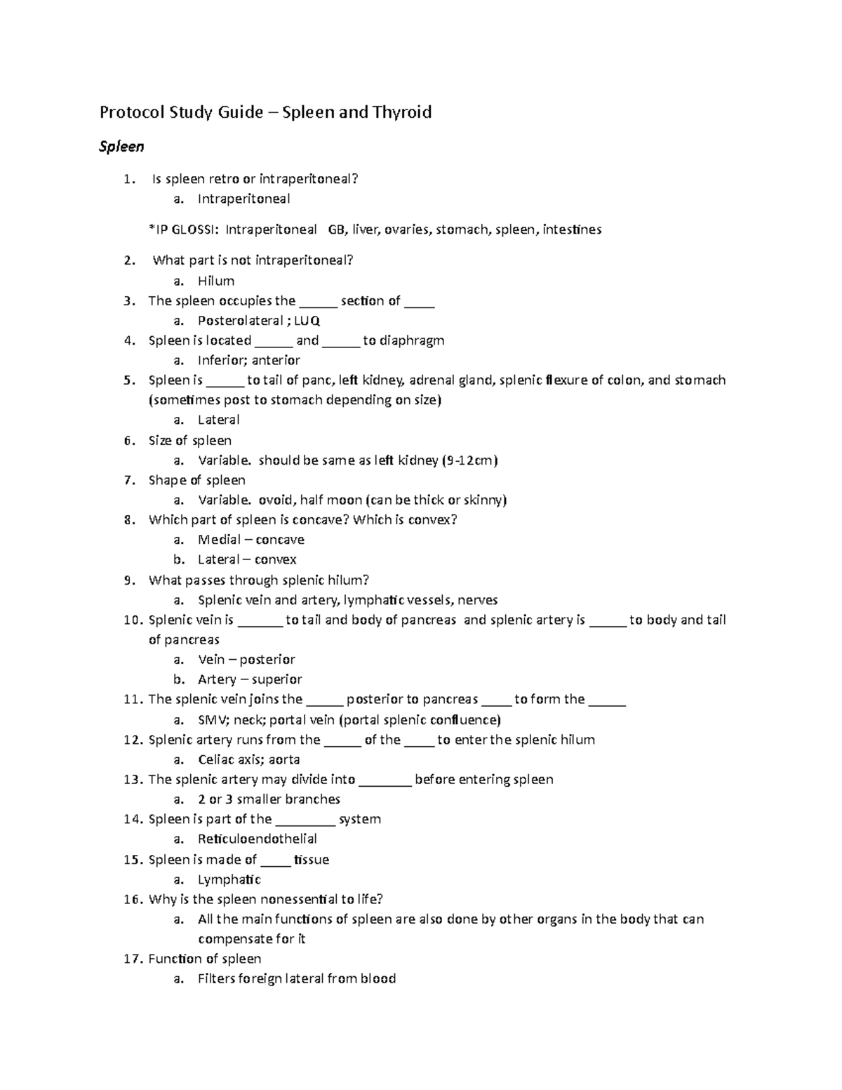 Protocol Study Guide - Spleen - Intraperitoneal *IP GLOSSI ...
