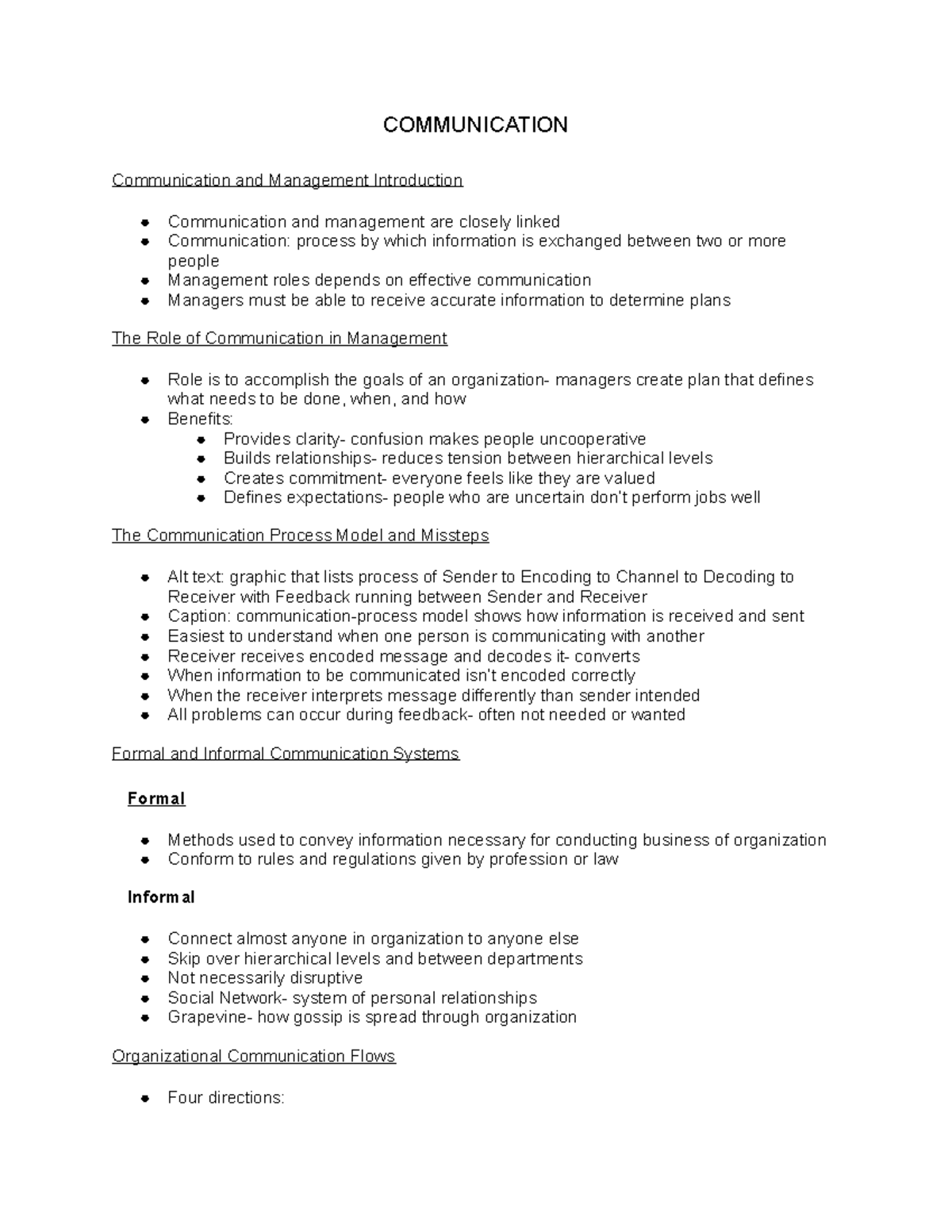 BUS 200 Notes Communication Part 1 - COMMUNICATION Communication and ...