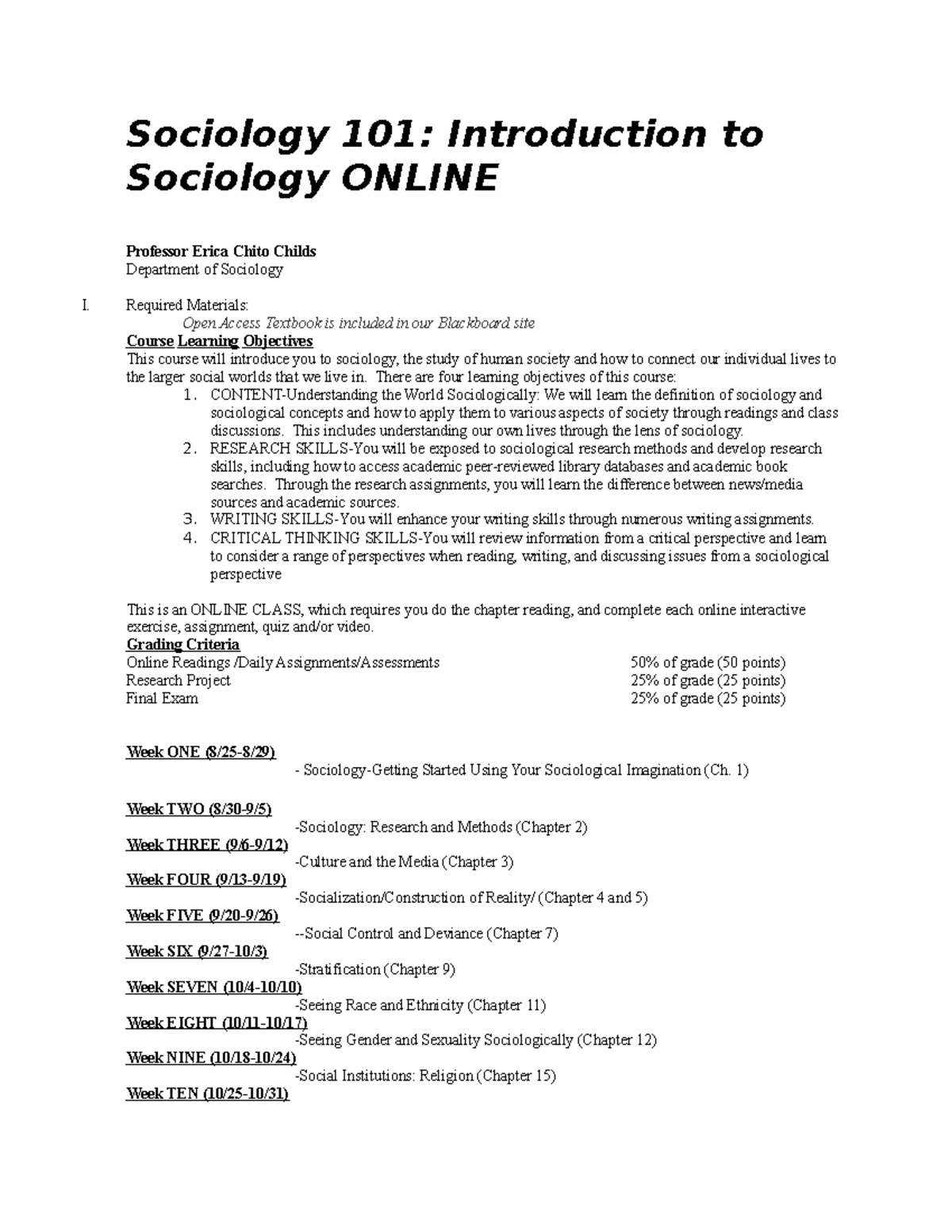 SOC101fall2021 Online syllabus - Sociology 101: Introduction to ...