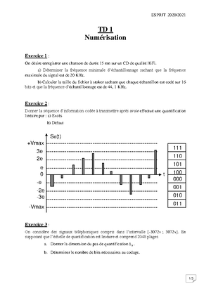 Correction TD1 Partie 2 - Correction TD 1_Partie Codage source Exercice 1 : Codage source ...