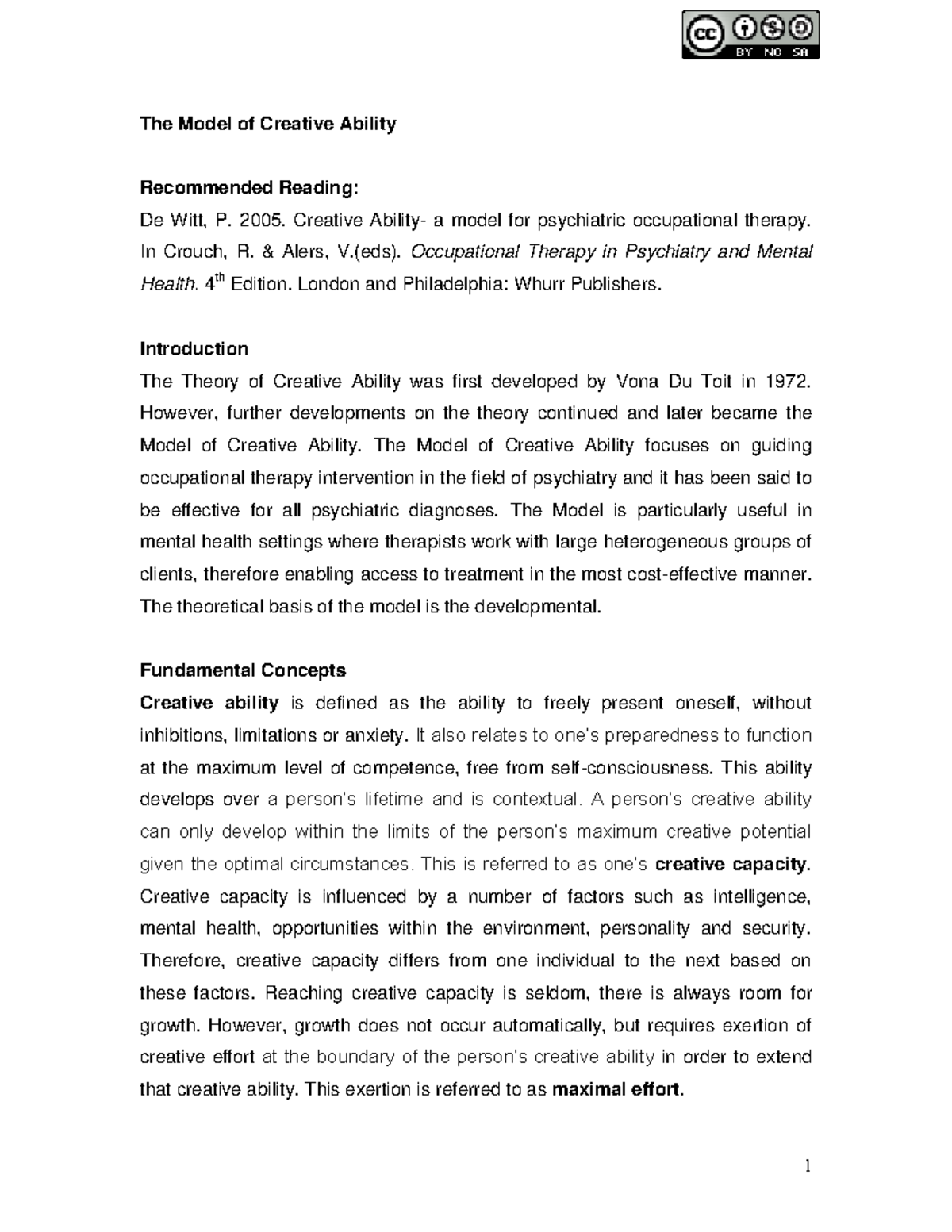 The Model of Creative Ability - The Model of Creative Ability ...