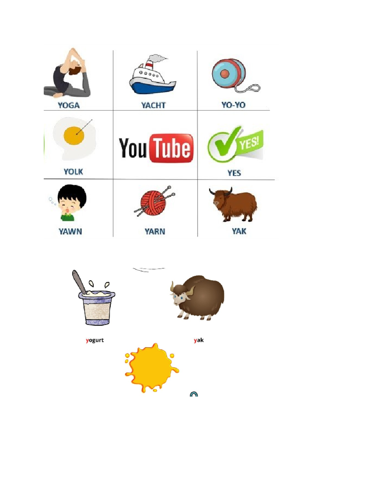 Y - vocabulario de la letra Y - Inglés I - Studocu