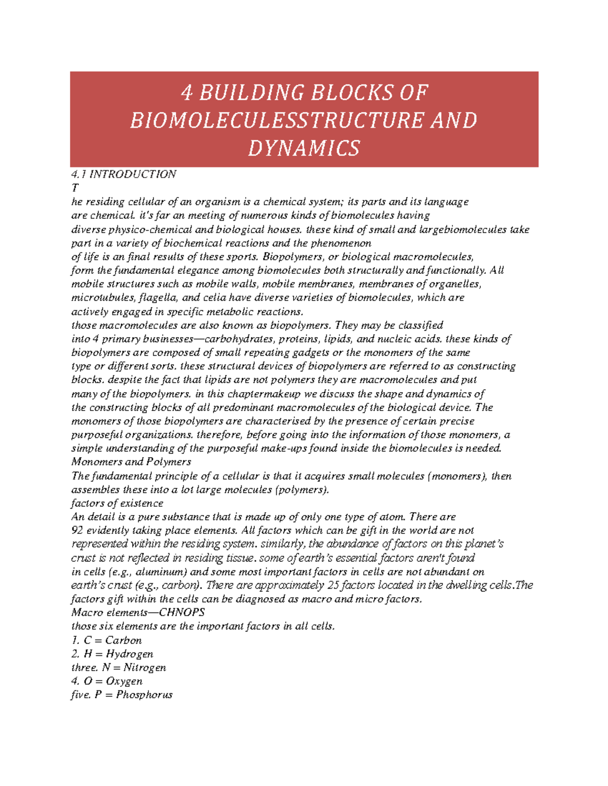 4 Building Blocks OF Biomoleculesstructure AND Dynamics - 4 BUILDING BLOCKS OF ...