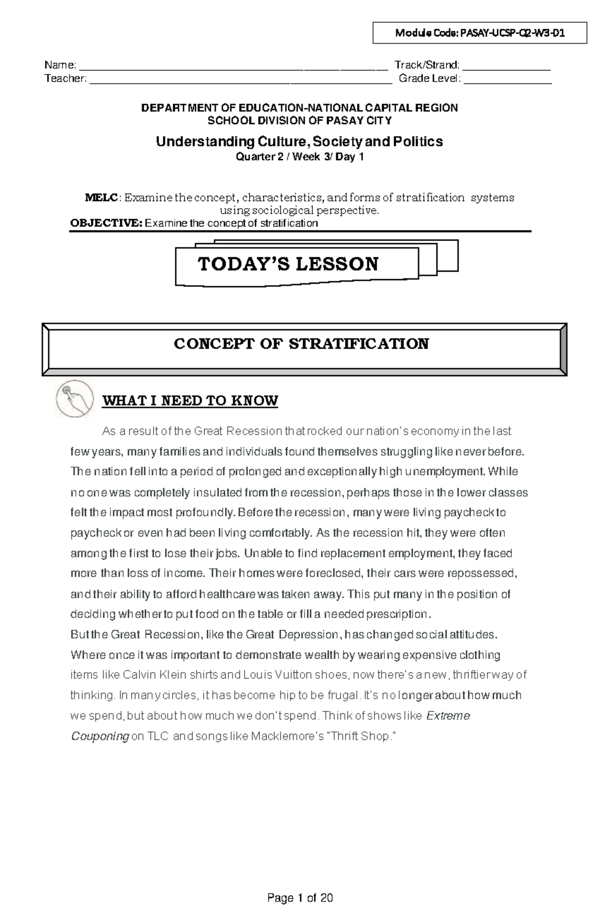 Week-3-Module - Ucsp materials - Name