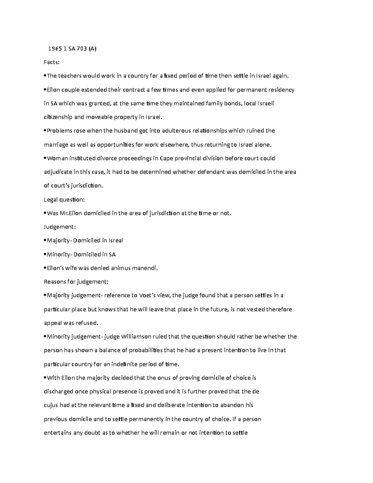 Eilon v Eilon - 1965 1 SA 703 (A) Facts: The teachers would work in a ...