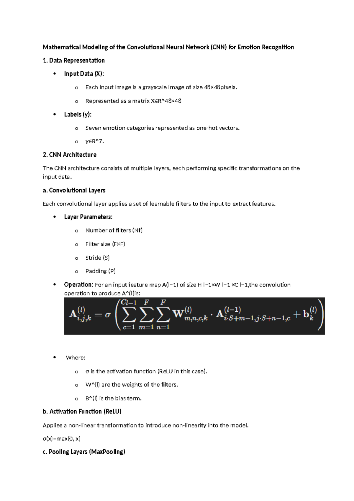 Ml Mathematical Modeling Mathematical Modeling Of The Convolutional Neural Network Cnn For