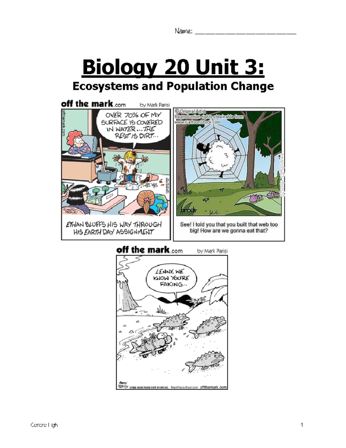 B20 Unit 3 Ecology & Evolution Notes - Biology 20 Unit 3 : Ecosystems ...