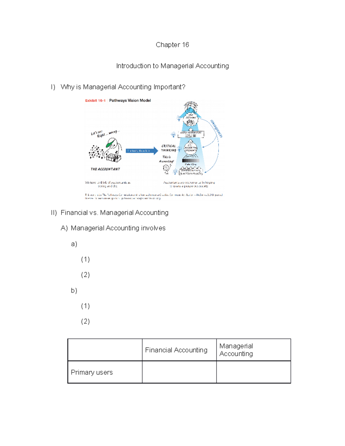 Chapter 16 Handout - Notes - Chapter 16 Introduction to Managerial ...